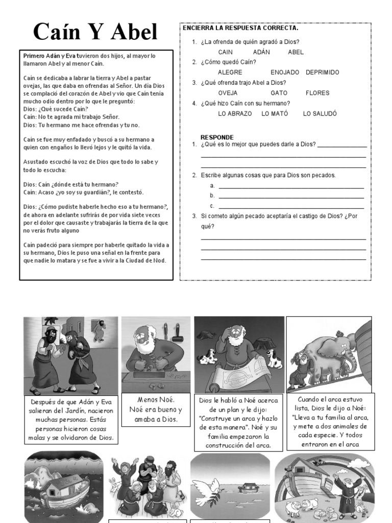 Actividades sobre Caín y Abel para Niños | PDF | Arca de Noé | Noé