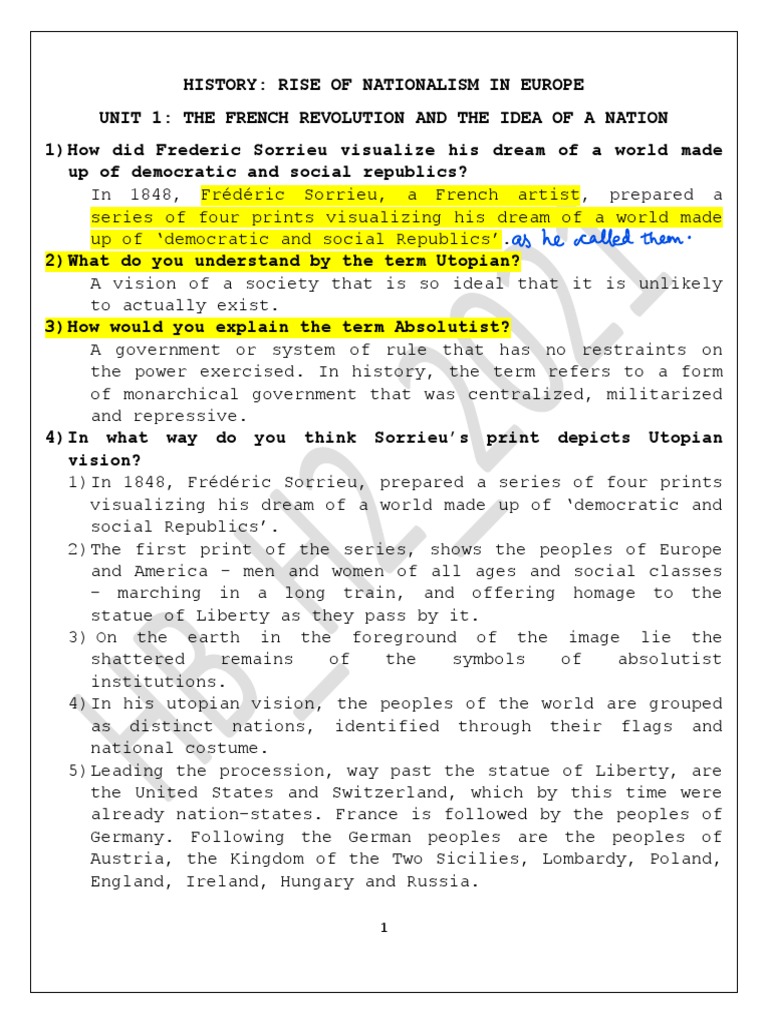QB1 - The Rise of Nationalism in Europe | PDF | Political Theories ...