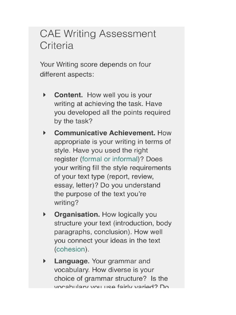 Cae Writing Criteria | PDF