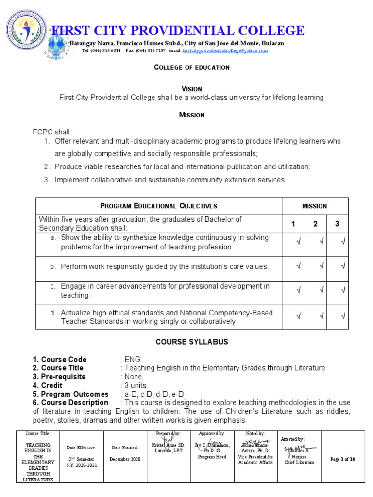 SAMPLE OBTL Syllabus | PDF | Learning | Educational Technology