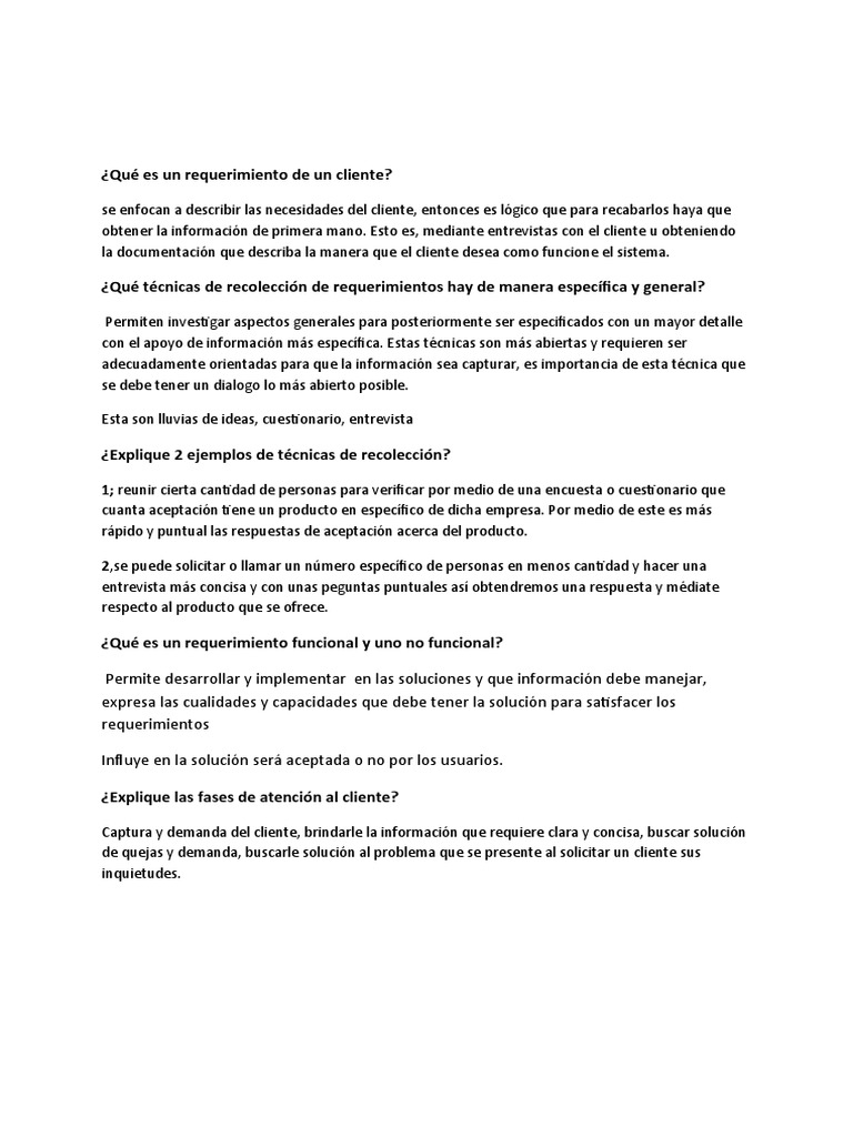 Qué Es Un Requerimiento de Un Cliente | PDF