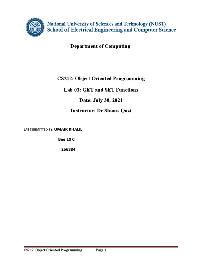 Lab 3 OOp | PDF | Object Oriented Programming | Computer Programming