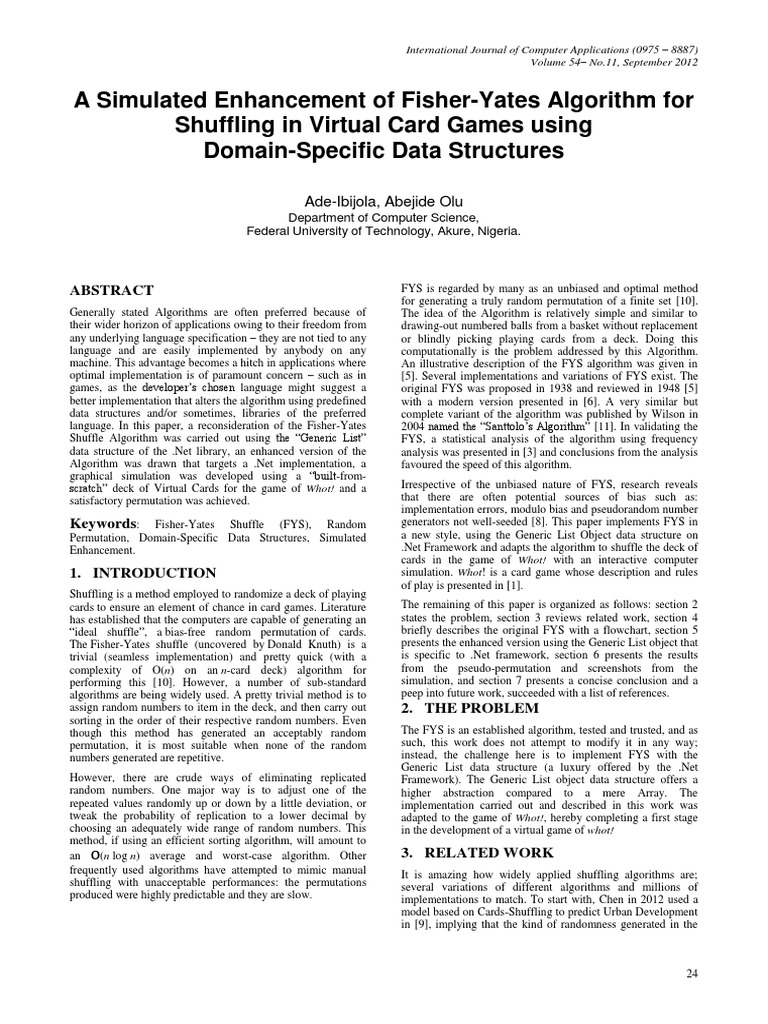 A Simulated Enhancement of Fisher-Yates Algorithm For Shuffling in ...