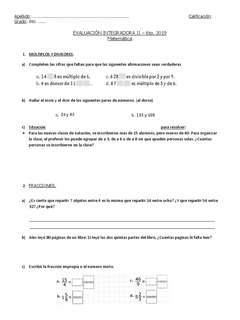 Evaluacion Integradora II Mate | PDF