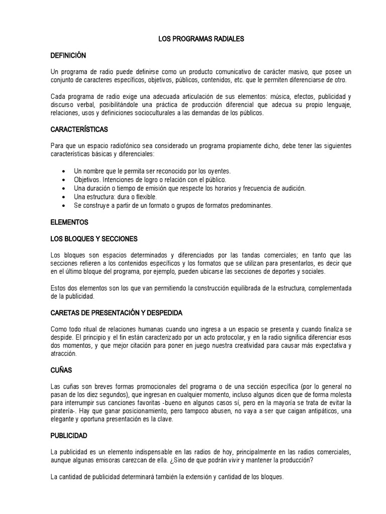 Los Programas Radiales | PDF | Radiodifusión | Publicidad
