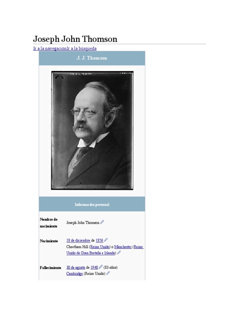 Joseph John Thomson | PDF | Física | Ciencias fisicas