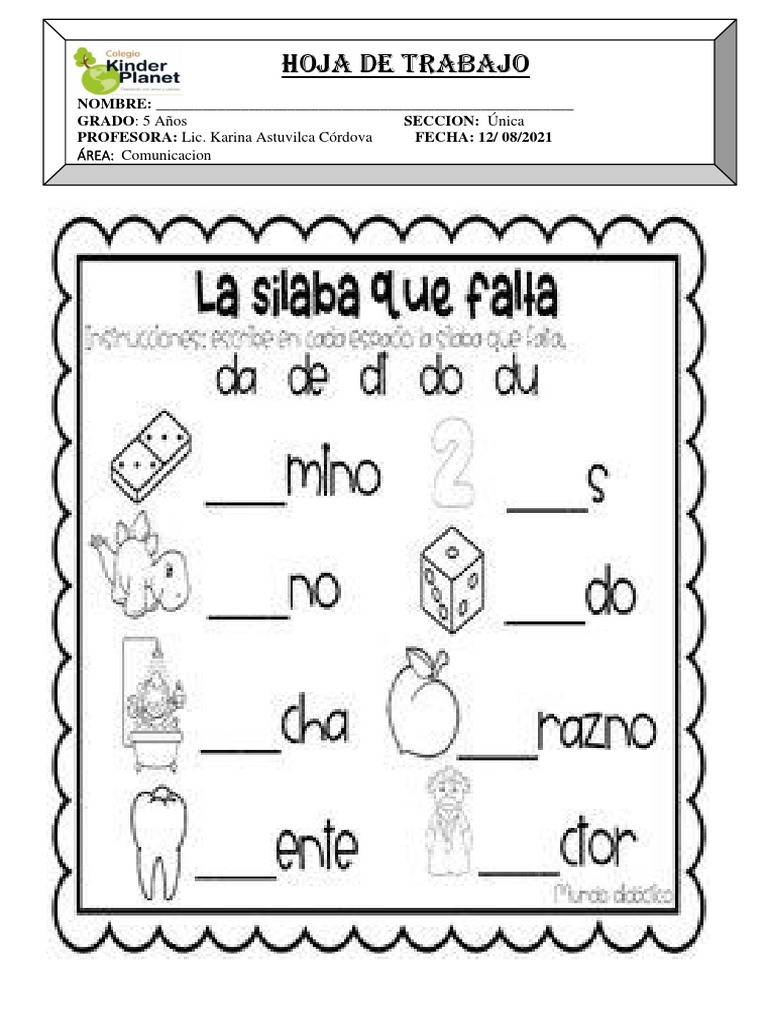 Las Silabas Da, De, Di, Do, Du | PDF
