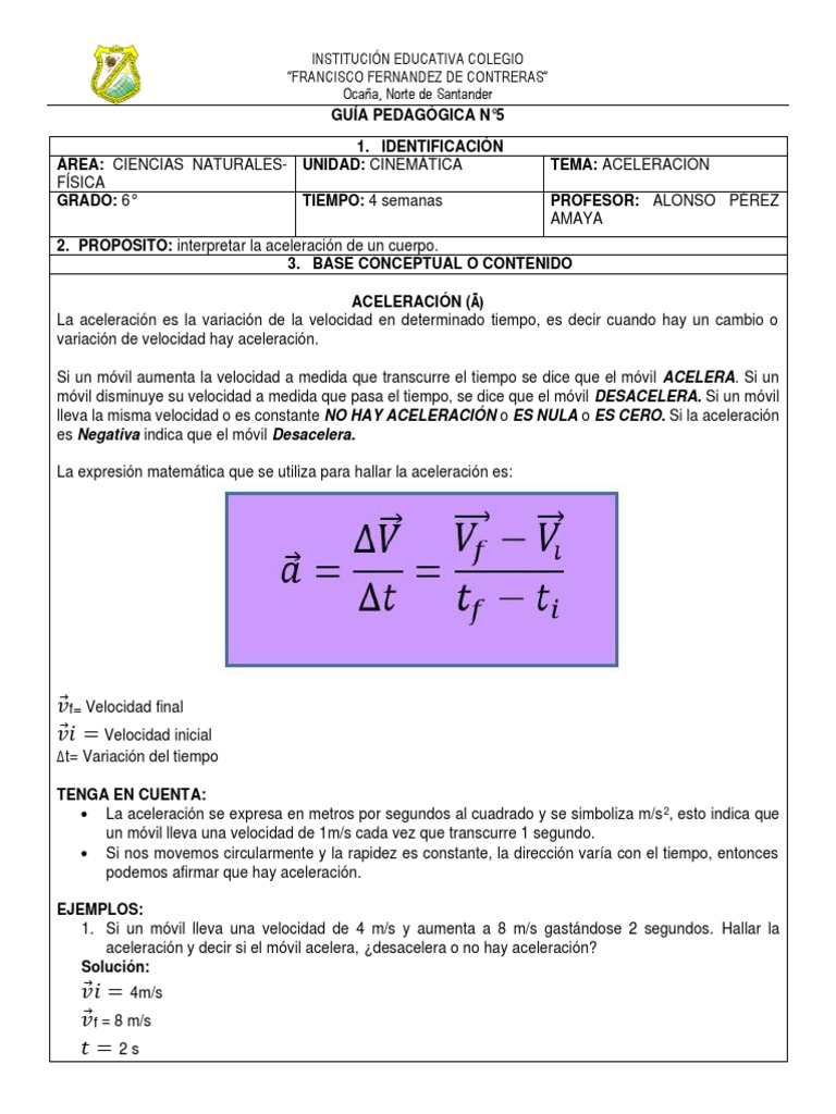 Guía Pedagógica N°5 y 6 Sexto | PDF | Fuerza | Las leyes del movimiento ...