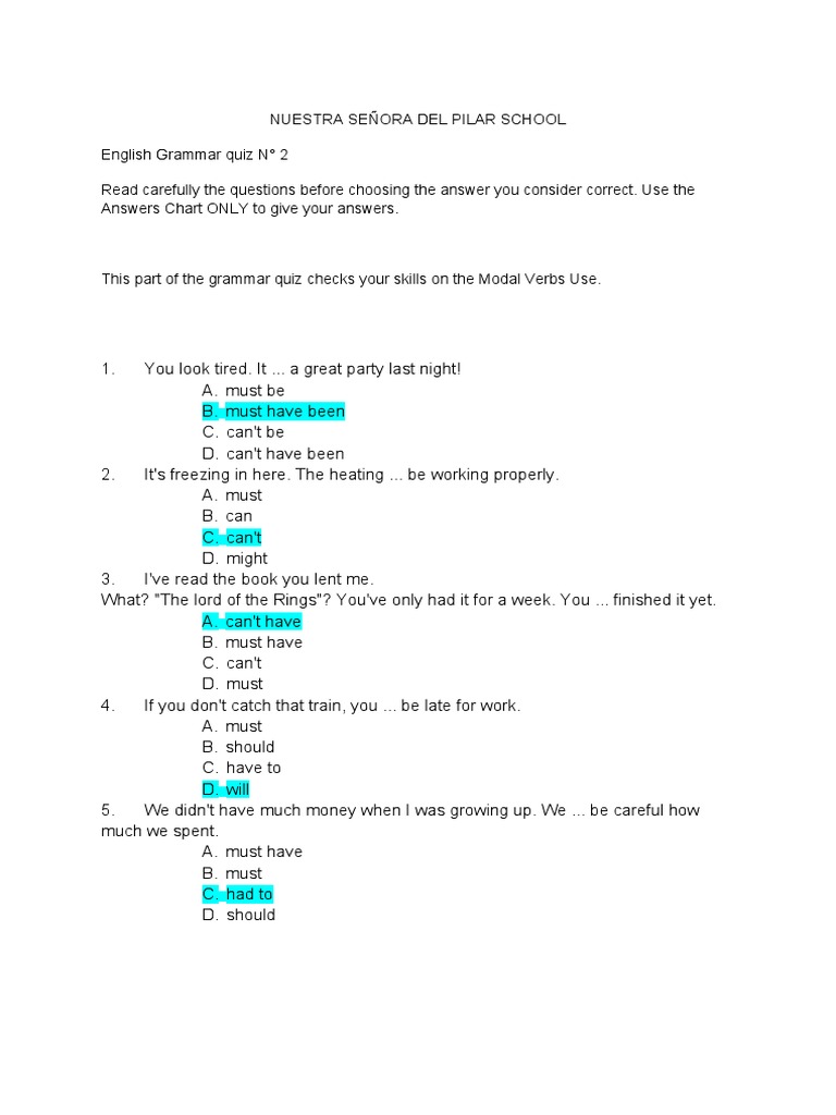Grammar Quiz 2 Answers | PDF | Linguistic Morphology | Cognitive Science
