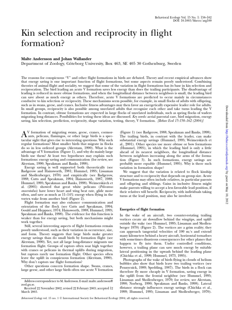 Andersson-M. - 2004 Kin-Selection-And-Reciprocity-In-Flight-Formation ...