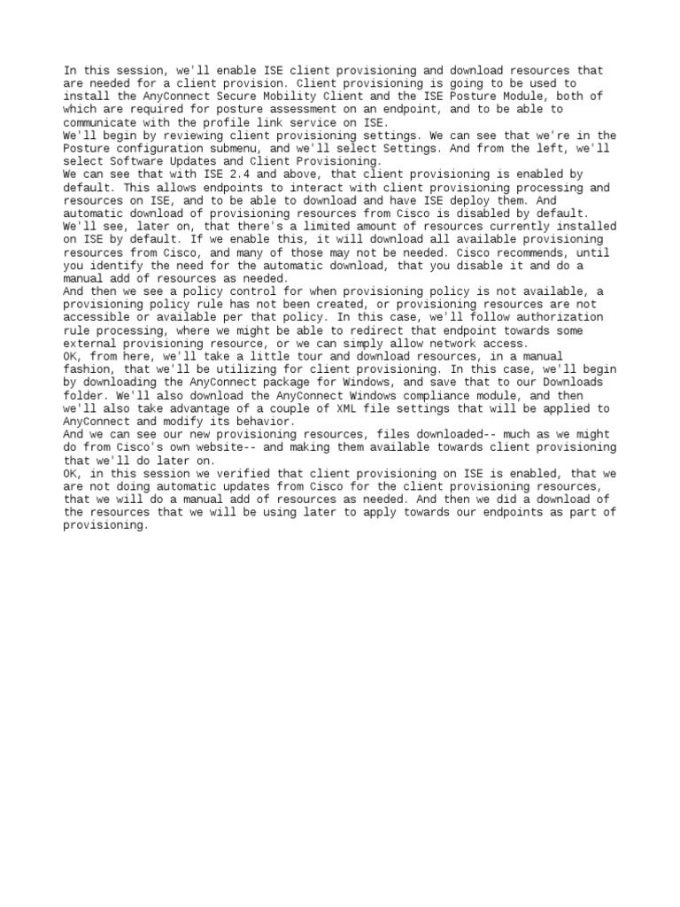01 - Enable Client Provisioning and Download Provisioning Resources ...