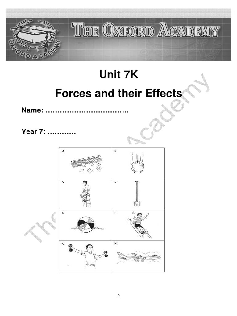 Unit 7K Forces and Their Effects: Name: . | PDF | Weight | Buoyancy