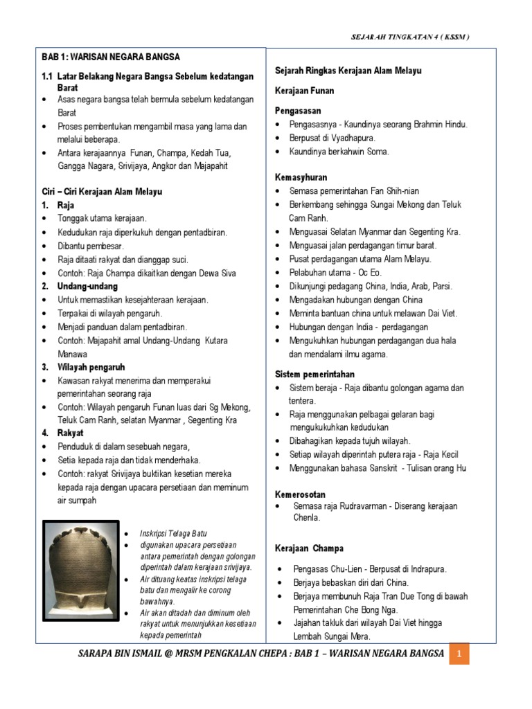 Nota f4 KSSM Bab 1 | PDF