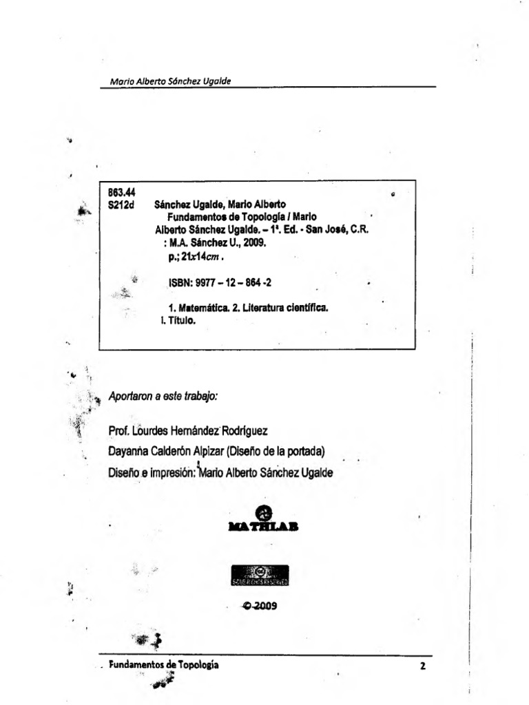 Fundamentos de Topología Sanchez Ugalde | PDF | Topología | Conjunto (Matemáticas)