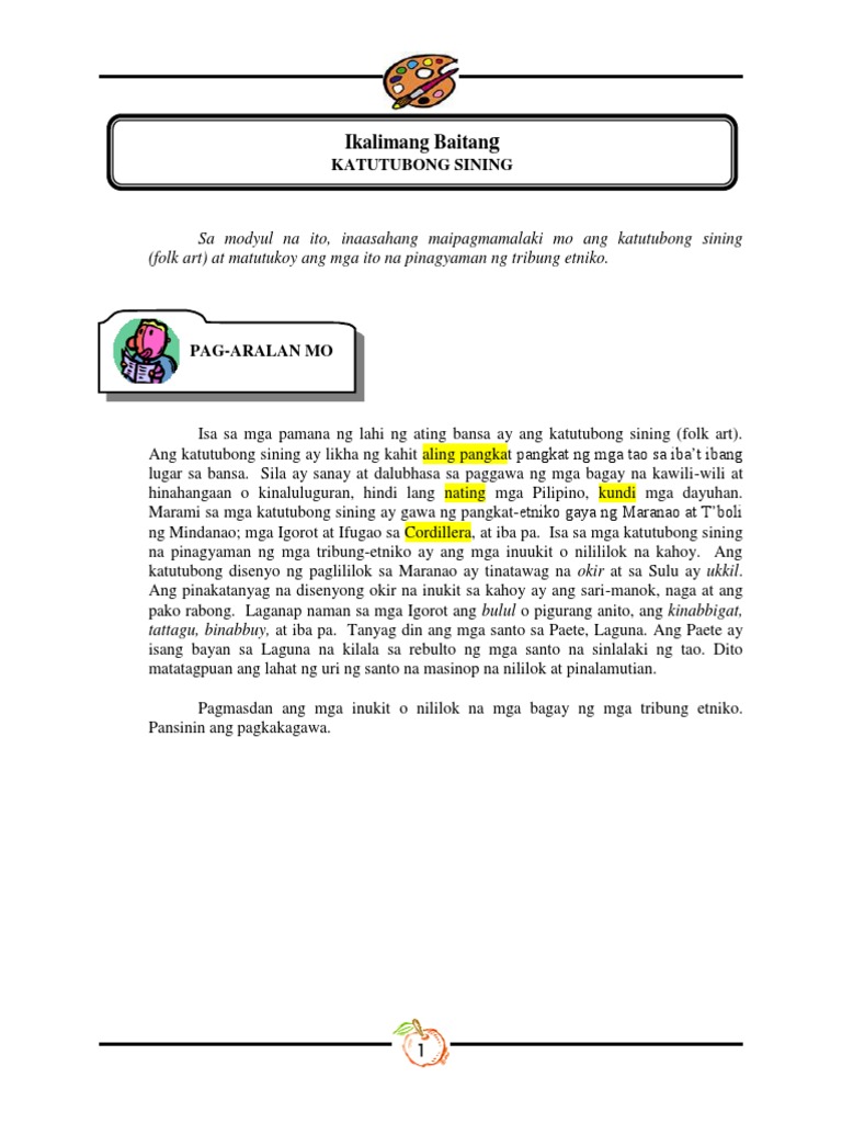 Katutubong Sining-4 | PDF