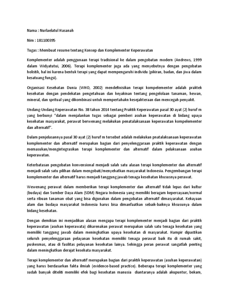 Tugas Resume Komplementer | PDF