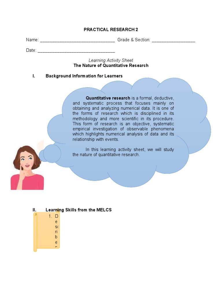Practical Research 2: Learning Activity Sheet | PDF | Quantitative ...