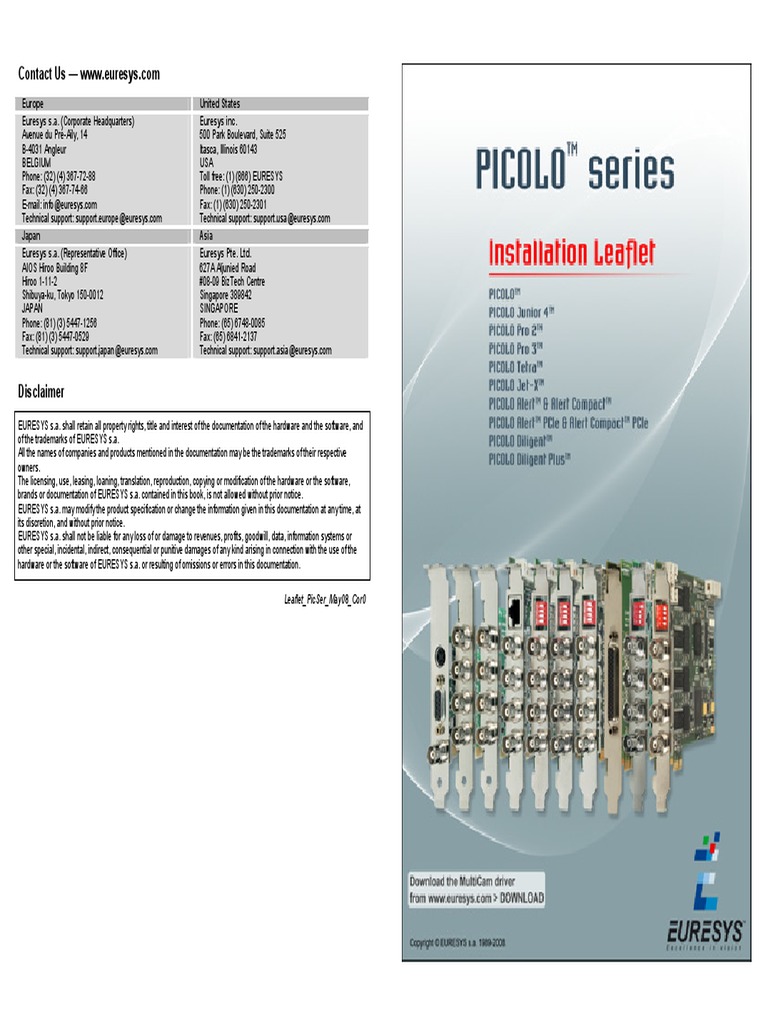 Euresys Contact & Compliance Guide | PDF | Electricity | Computer ...