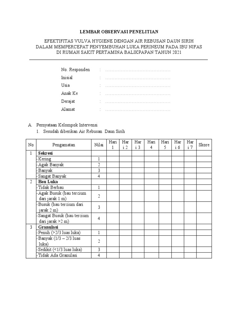 Lembar Observasi Penelitian | PDF