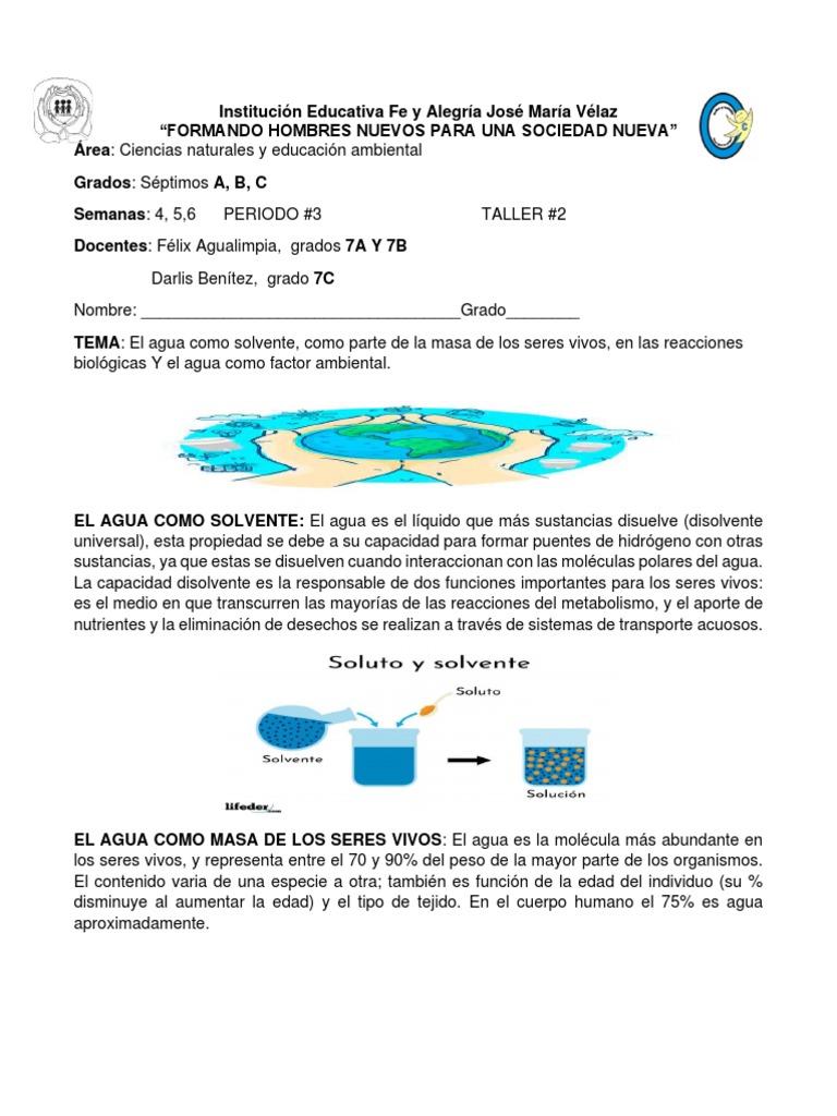El Agua Como Solvente Universal | PDF | Agua | Propiedades del agua