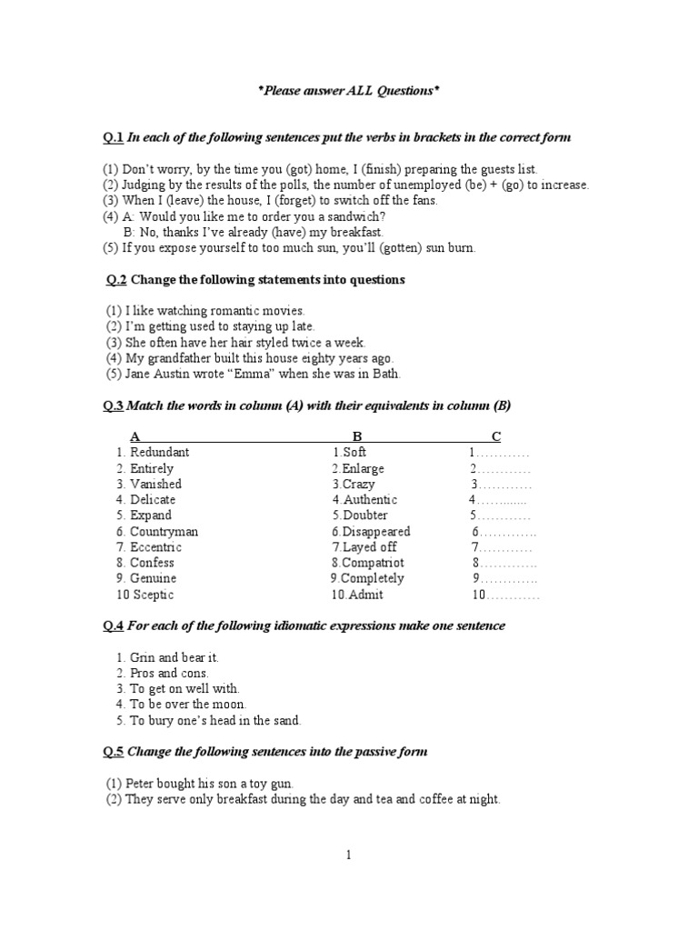 Please Answer ALL Questions | PDF