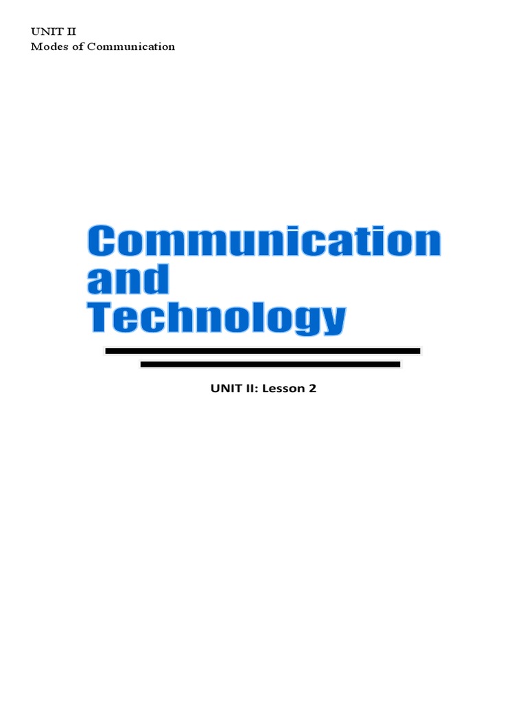UNIT II Lesson 2 (Communication and Technology) | PDF | Popular Culture ...