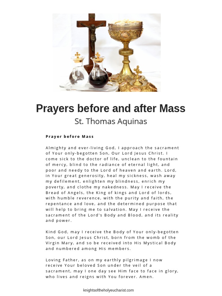 Prayers Before and After Mass: St. Thomas Aquinas | PDF | Eucharist | Jesus