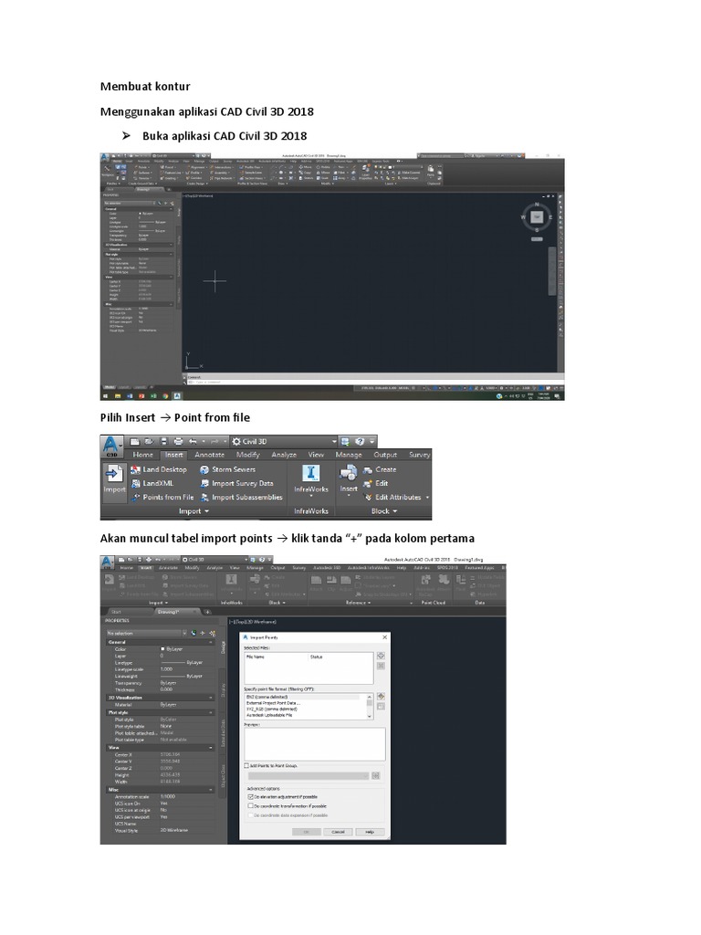 Cara Membuat Kontur di Civil 3D 2018 | PDF | Metode & Bahan Ajar | Seni