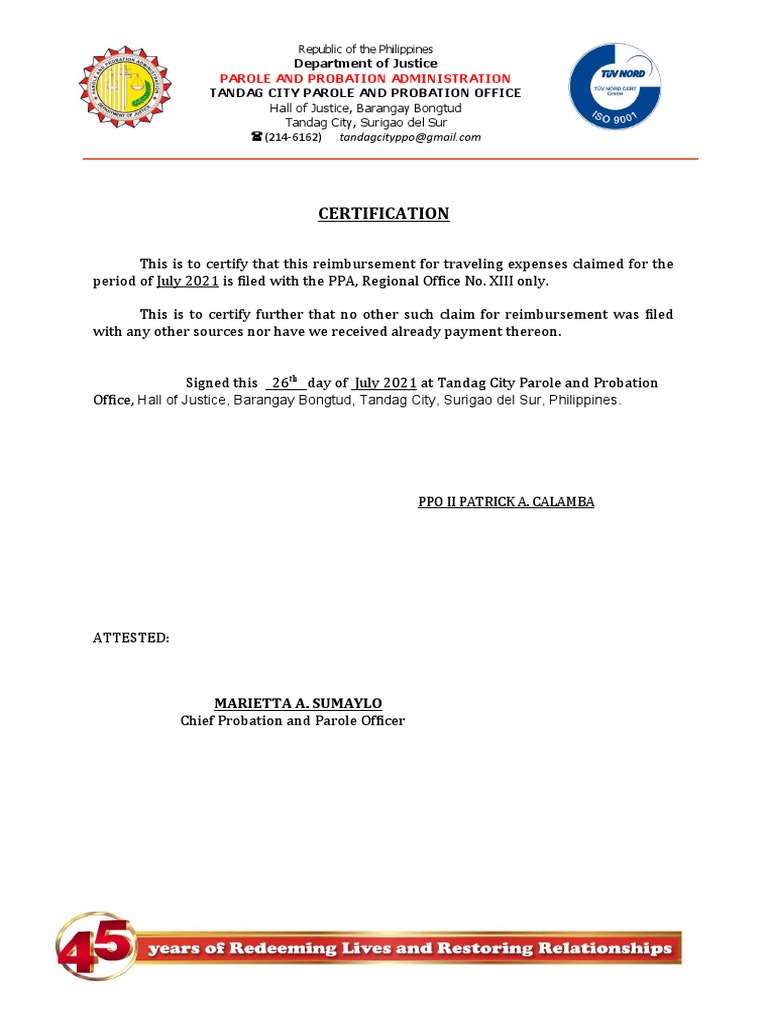 Certification: Parole and Probation Administration | PDF