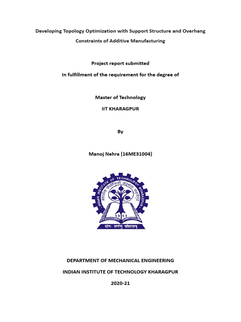 Topology Optimization Using Additive Manufacturing Constraints | PDF ...