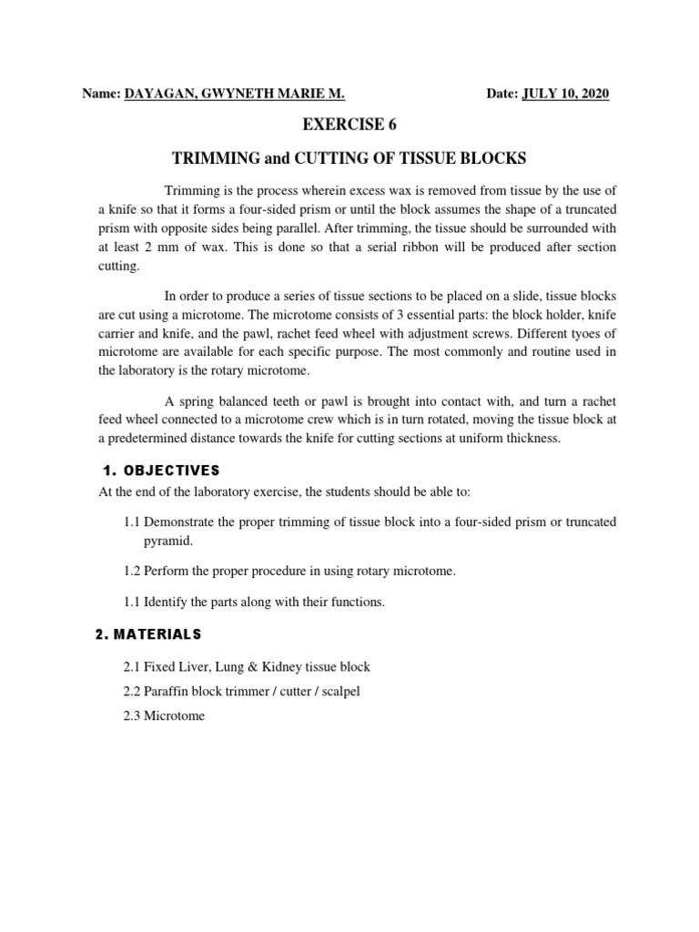 Preparing Tissue Sections: Proper Techniques for Trimming Blocks and ...