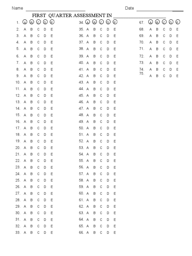 60-Question Bubble Answer Sheet PDF | PDF