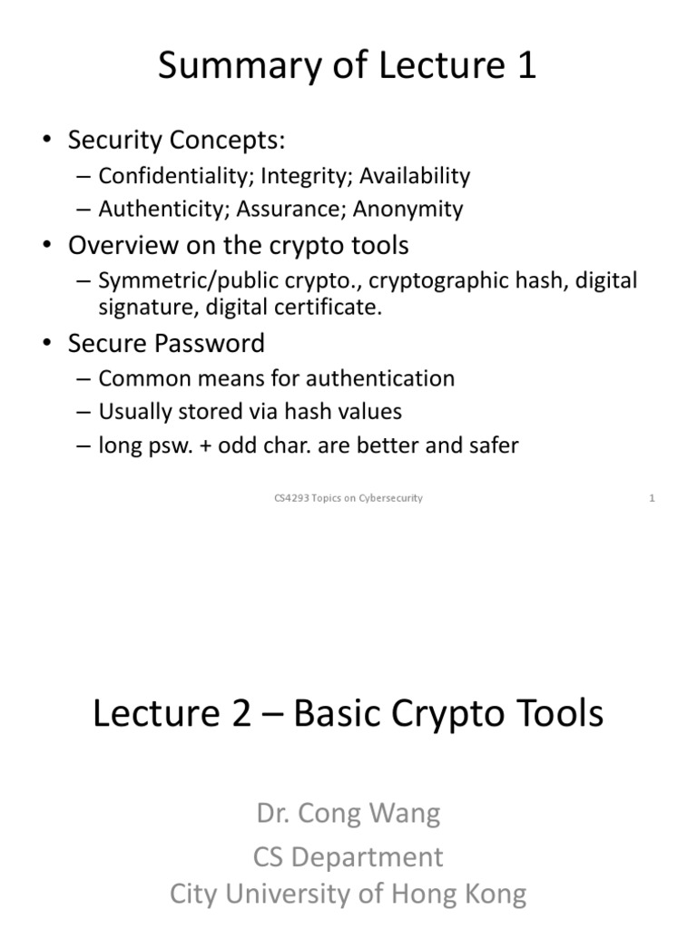 01 Week2 Crypto Basics | PDF | Cryptography | Encryption