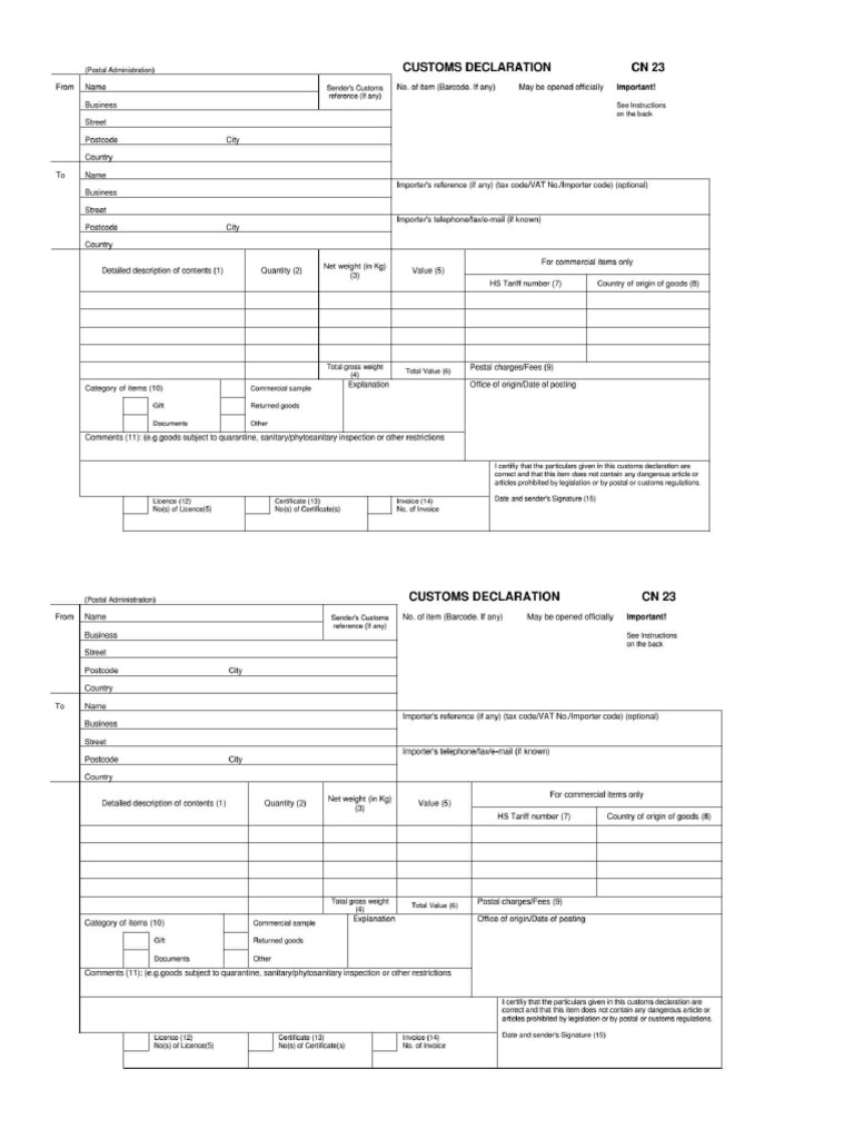 CN 23 Form | PDF