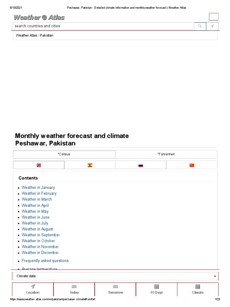 Peshawar, Pakistan - Detailed Climate Information and Monthly Weather ...