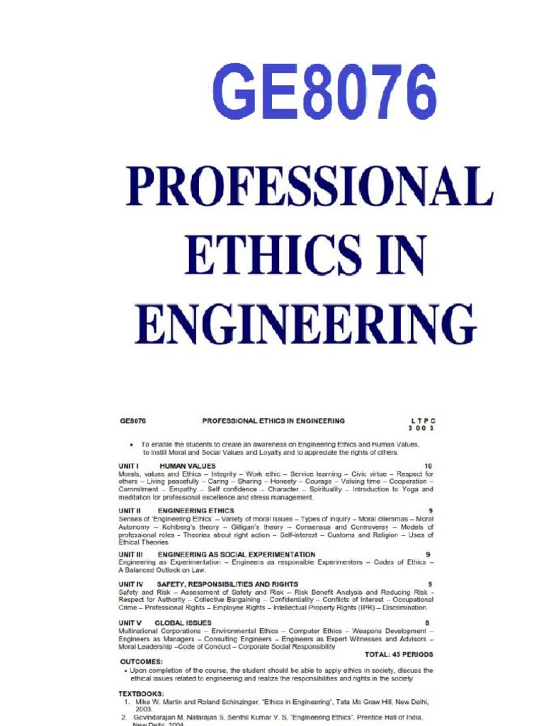 Professional Ethics Unit-1 | PDF