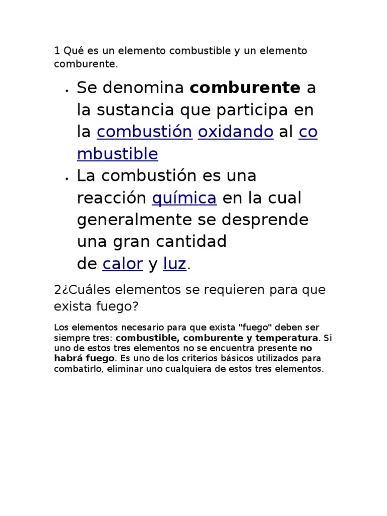 1 Qué Es Un Elemento Combustible y Un Elemento Comburente | PDF ...