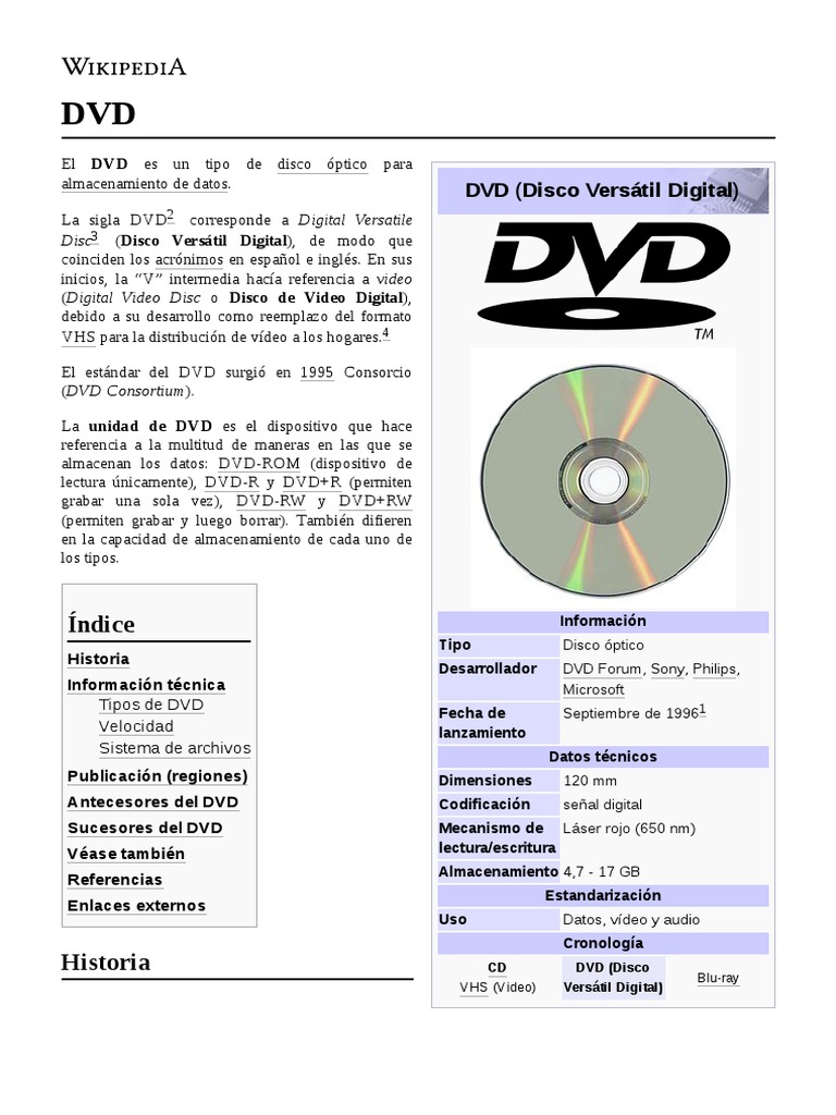 Índice: DVD (Disco Versátil Digital) | PDF | DVD | Grabación