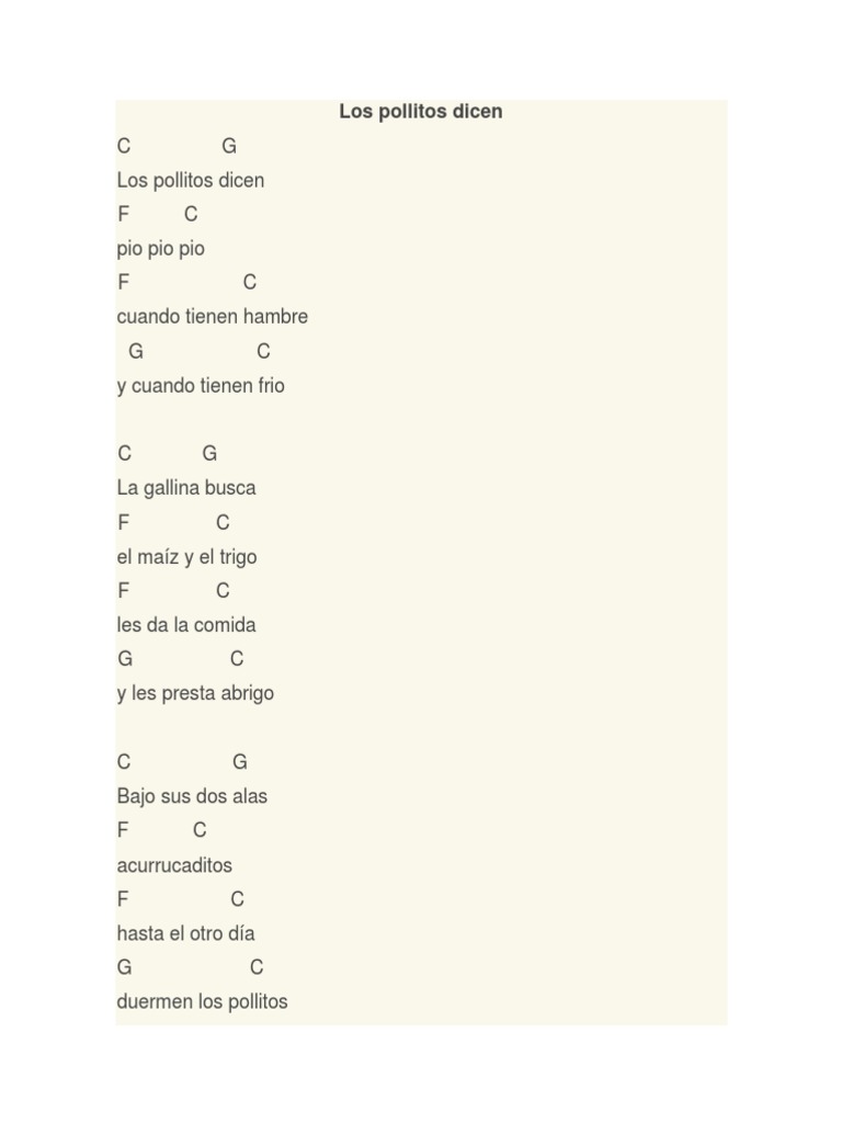 Los Pollitos Dicen Acordes Ukulele | PDF