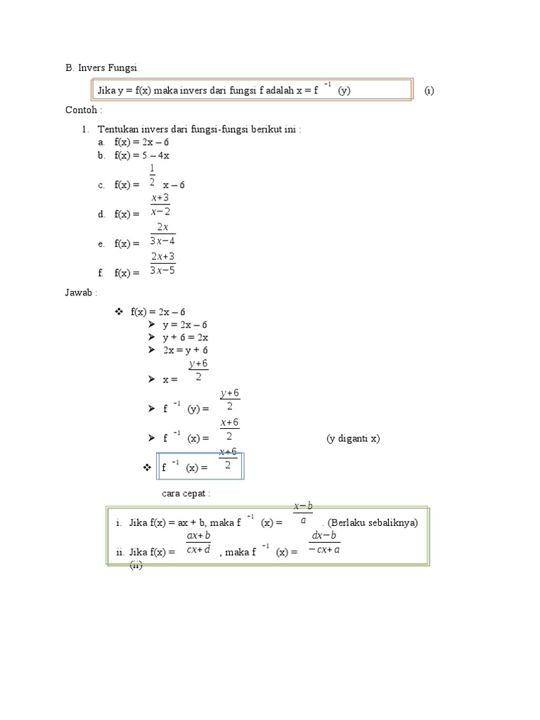 Invers Fungsi Dan Contohnya | PDF