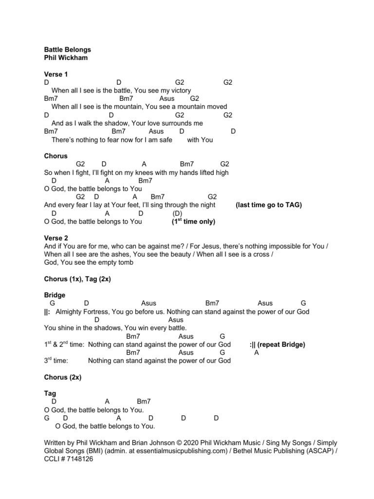Battle Belongs (Key of D) - Chords | PDF