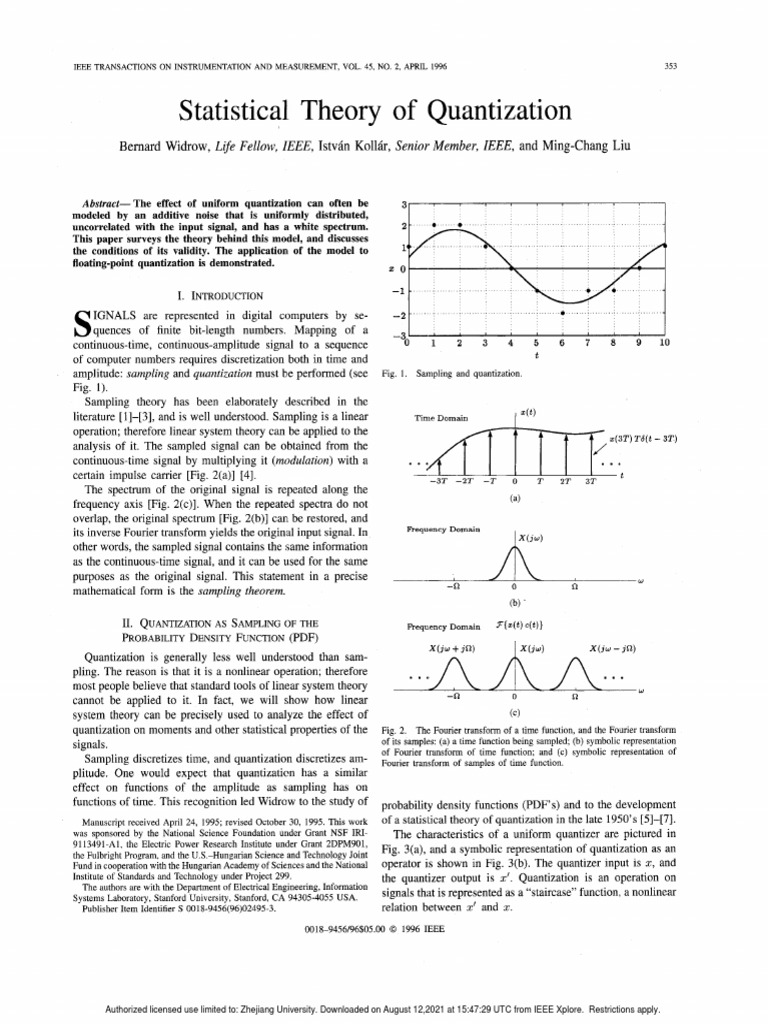 Statistical Theory of Quantization | PDF | Sampling (Signal Processing) | Spectral Density
