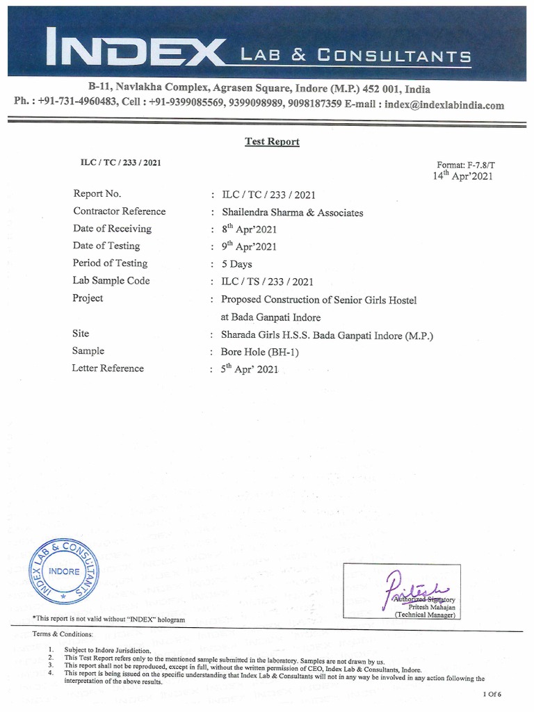 Index Lab Test Report Shailendraji-Original SPT | PDF