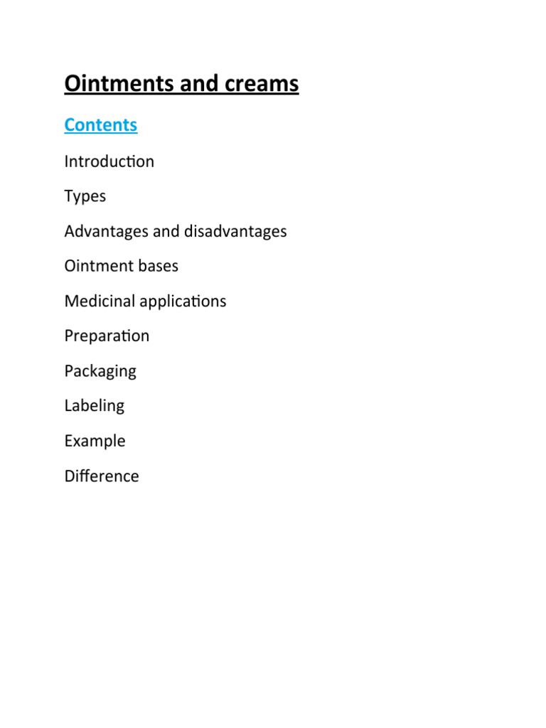 Ointment Types and Formulations Guide | PDF | Topical Medication ...