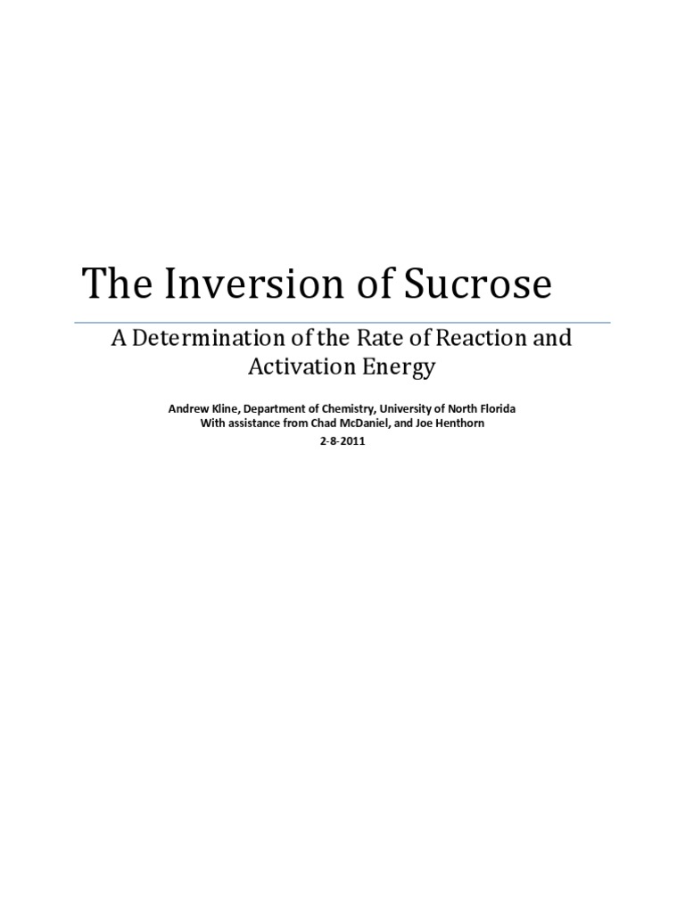 The Inversion of Sucrose | PDF | Reaction Rate | Activation Energy