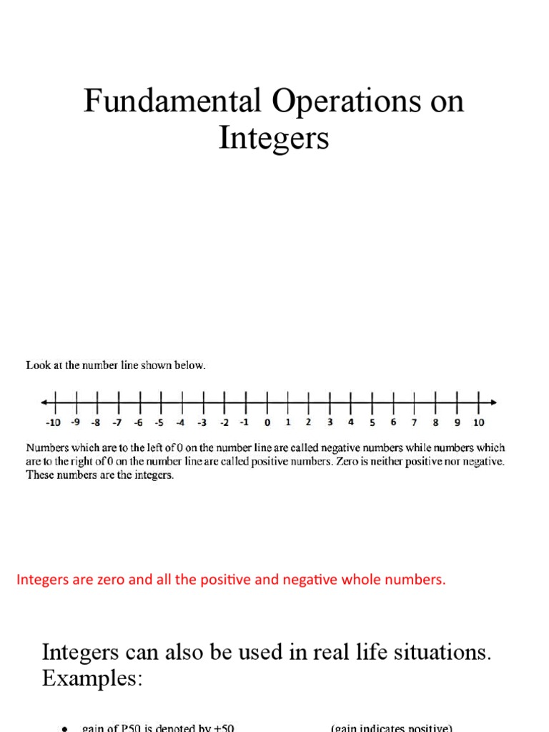 Operations on Integers Explained | PDF