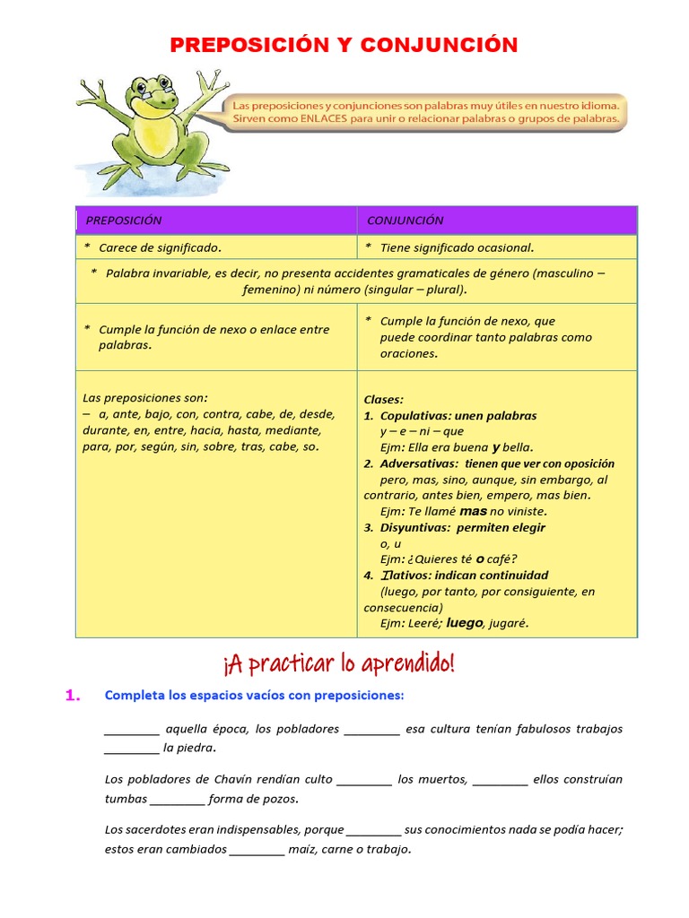 Preposiciones Y Conjunciones Guía Completa Pdf Sintaxis