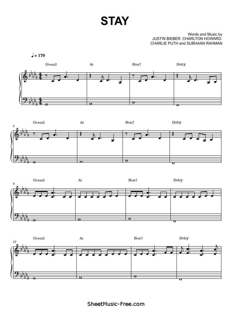 Stay Sheet Music The Kid LAROI & Justin Bieber | PDF
