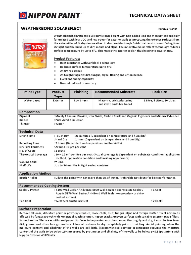 Weatherbond Solareflect: Technical Data Sheet | PDF | Paint | Materials