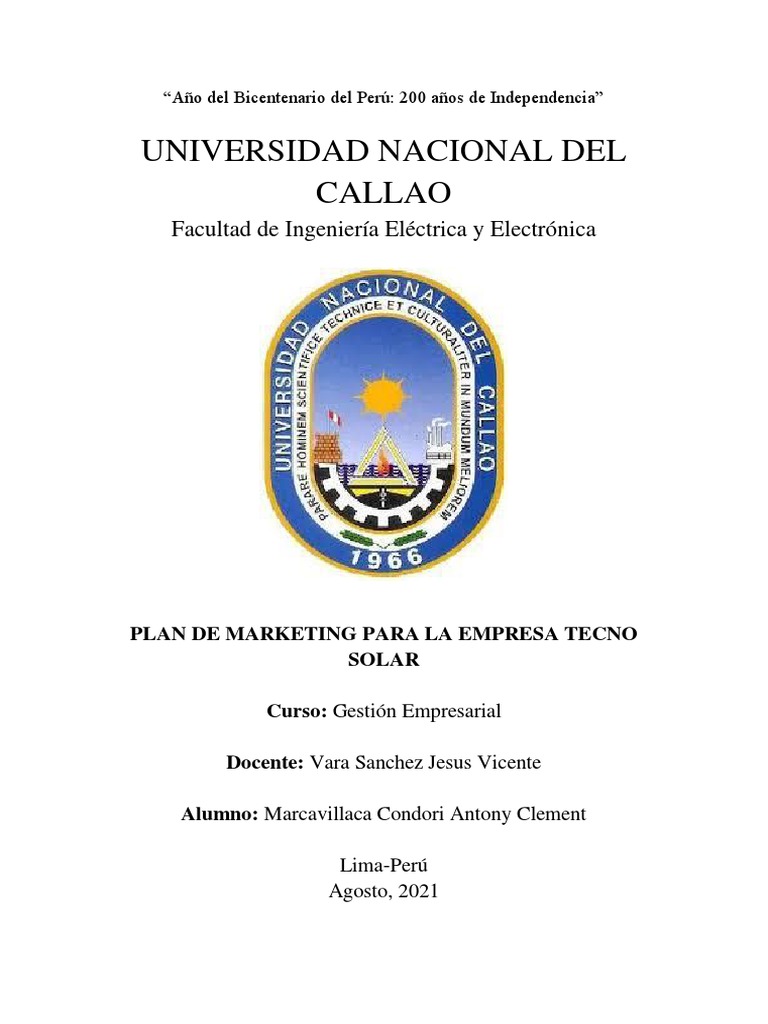 Plan de Marketing para Tecno Solar | PDF | Marketing | Energía solar